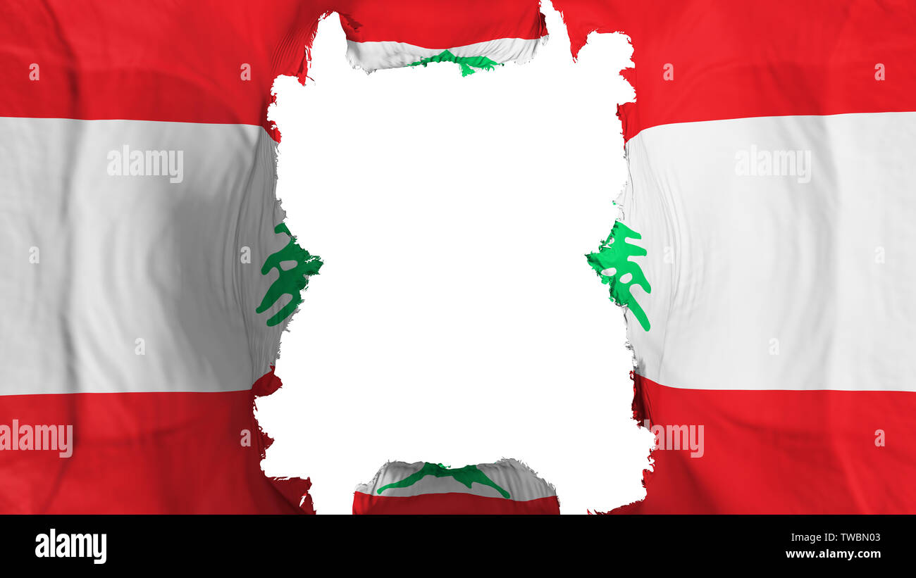 Ripped Lebanon flying flag Stock Photo - Alamy