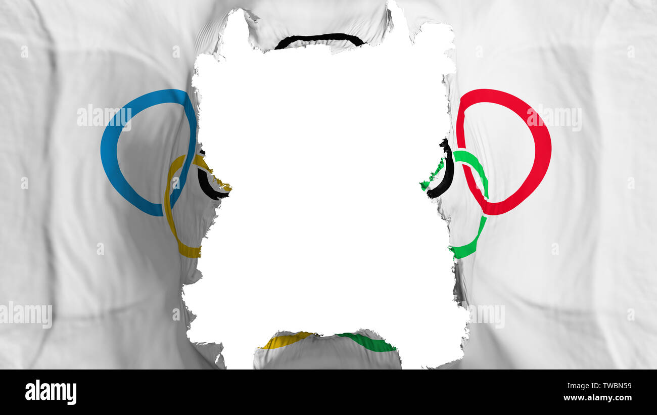 Ripped Olympic flying flag Stock Photo - Alamy