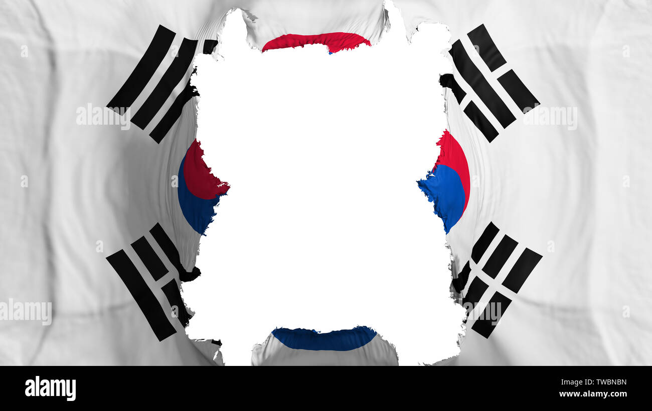 Ripped South Korea flying flag Stock Photo - Alamy
