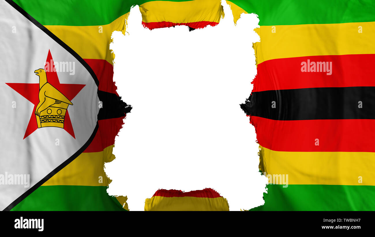 Ripped Zimbabwe flying flag Stock Photo - Alamy
