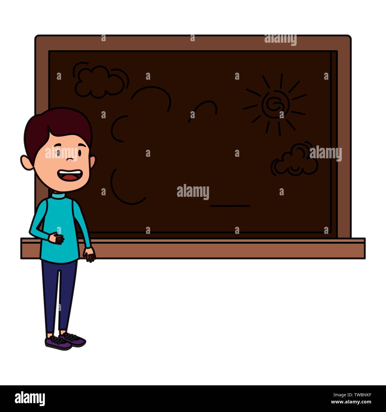 happy student boy drawing in chalkboard Stock Vector Image & Art - Alamy