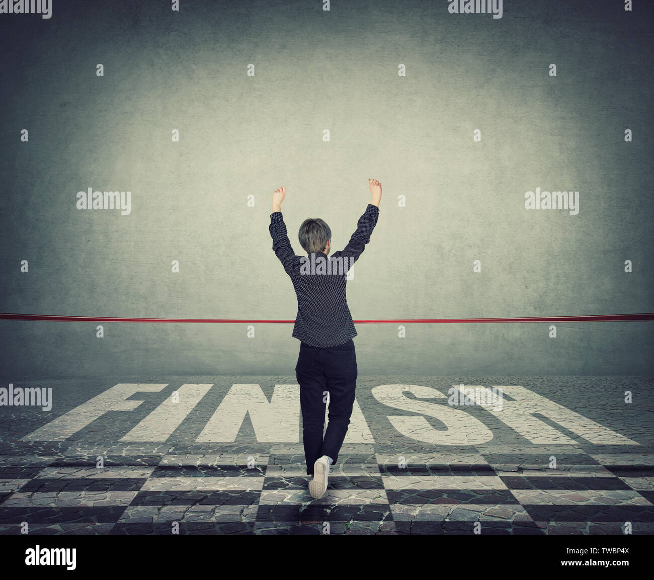Finish line ribbon breaking hi-res stock photography and images - Alamy
