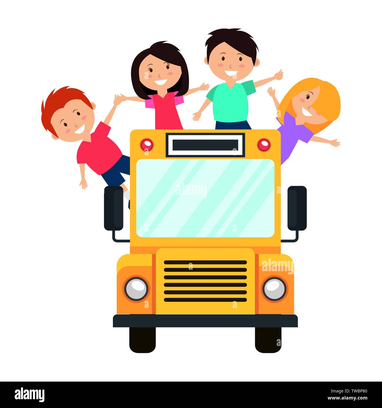 school bus transport with group of kids Stock Vector Image & Art - Alamy