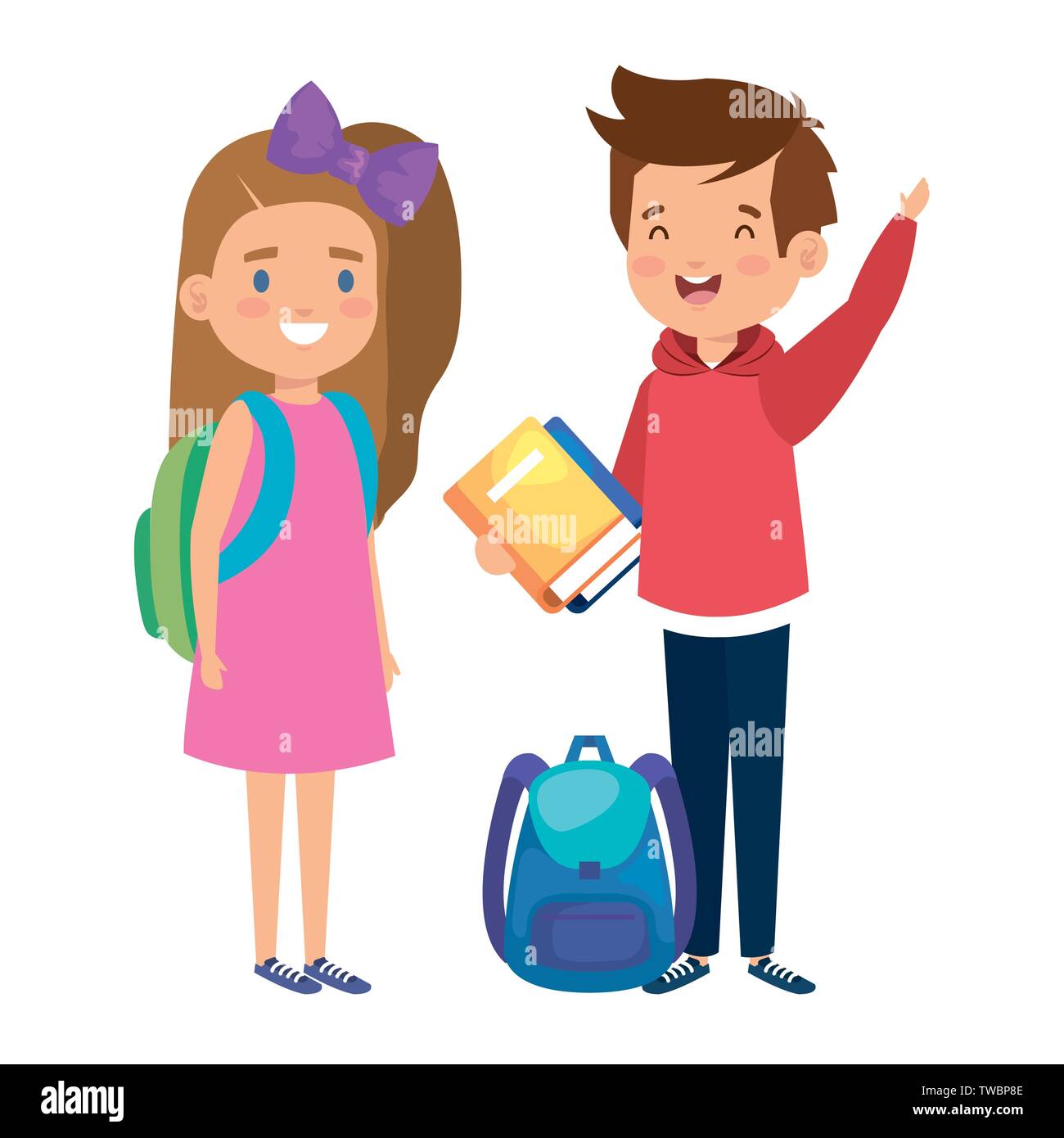 happy little students couple characters Stock Vector Image & Art - Alamy