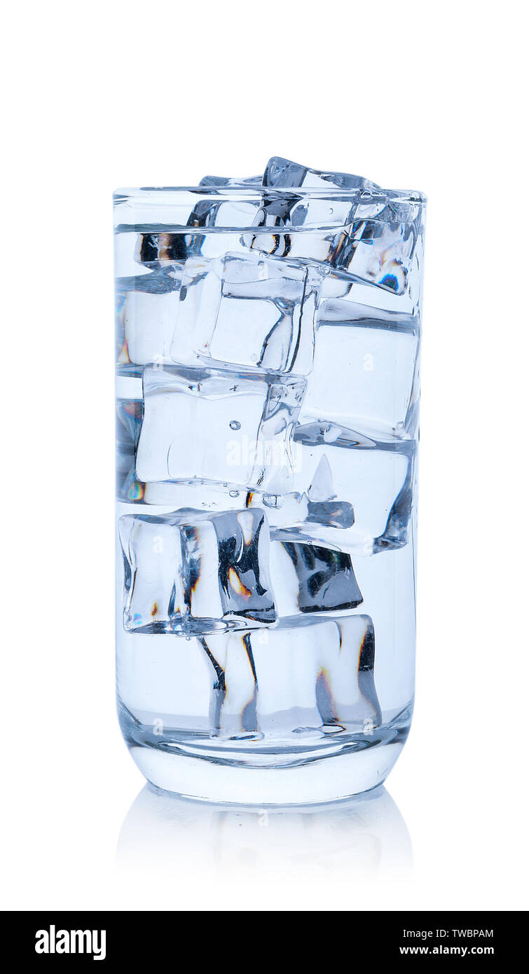 Glass of water with ice cubes isolated on white background Stock Photo ...
