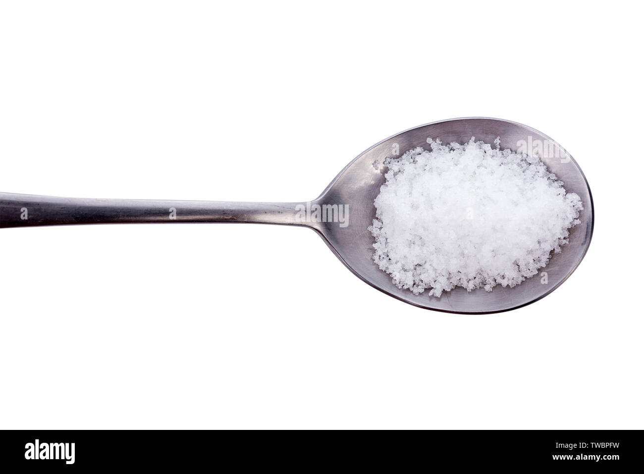 sea salt in spoon isolated on white background Stock Photo - Alamy