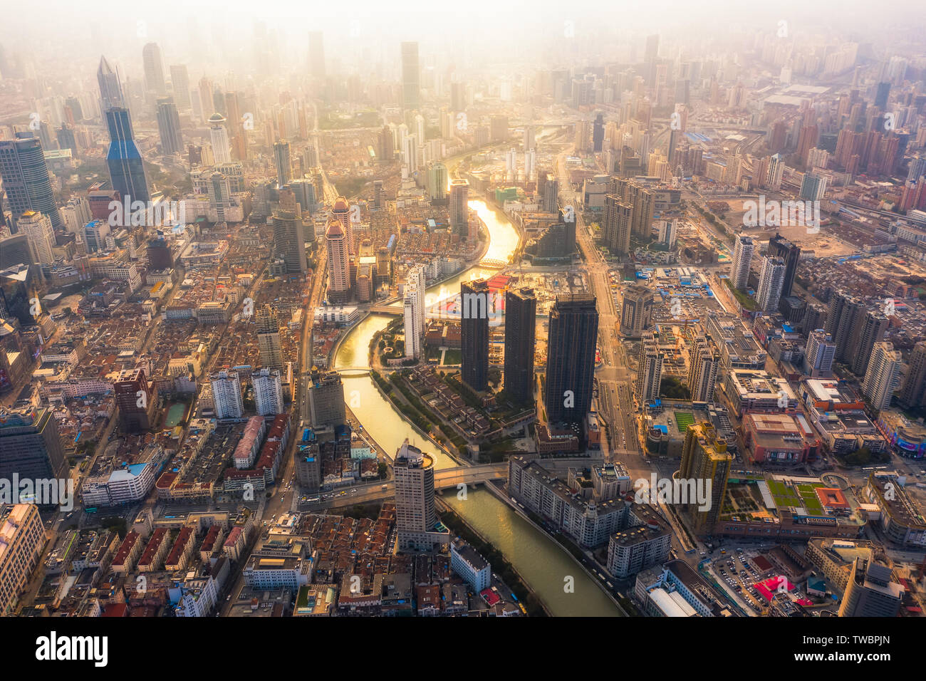 Aerial photography of Shanghai Puxi complex and other Stock Photo - Alamy