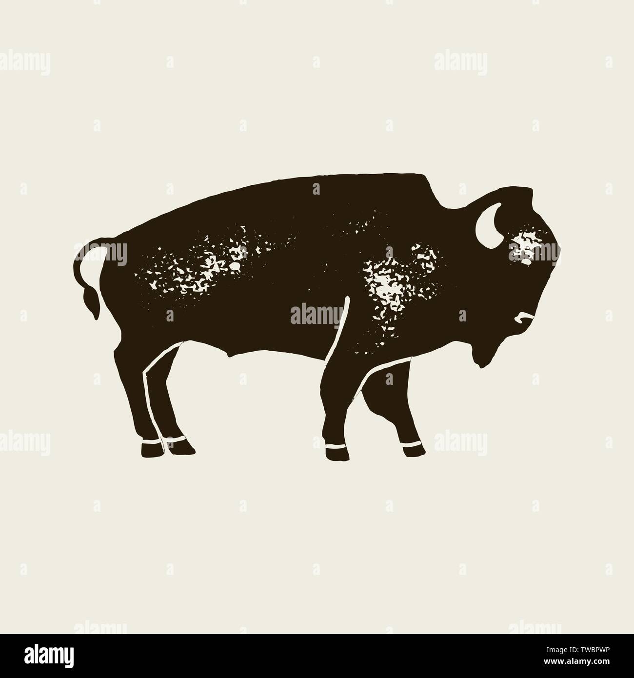 Bison Silhouette Icon. Vector Hand draw bison Symbol of America In ...