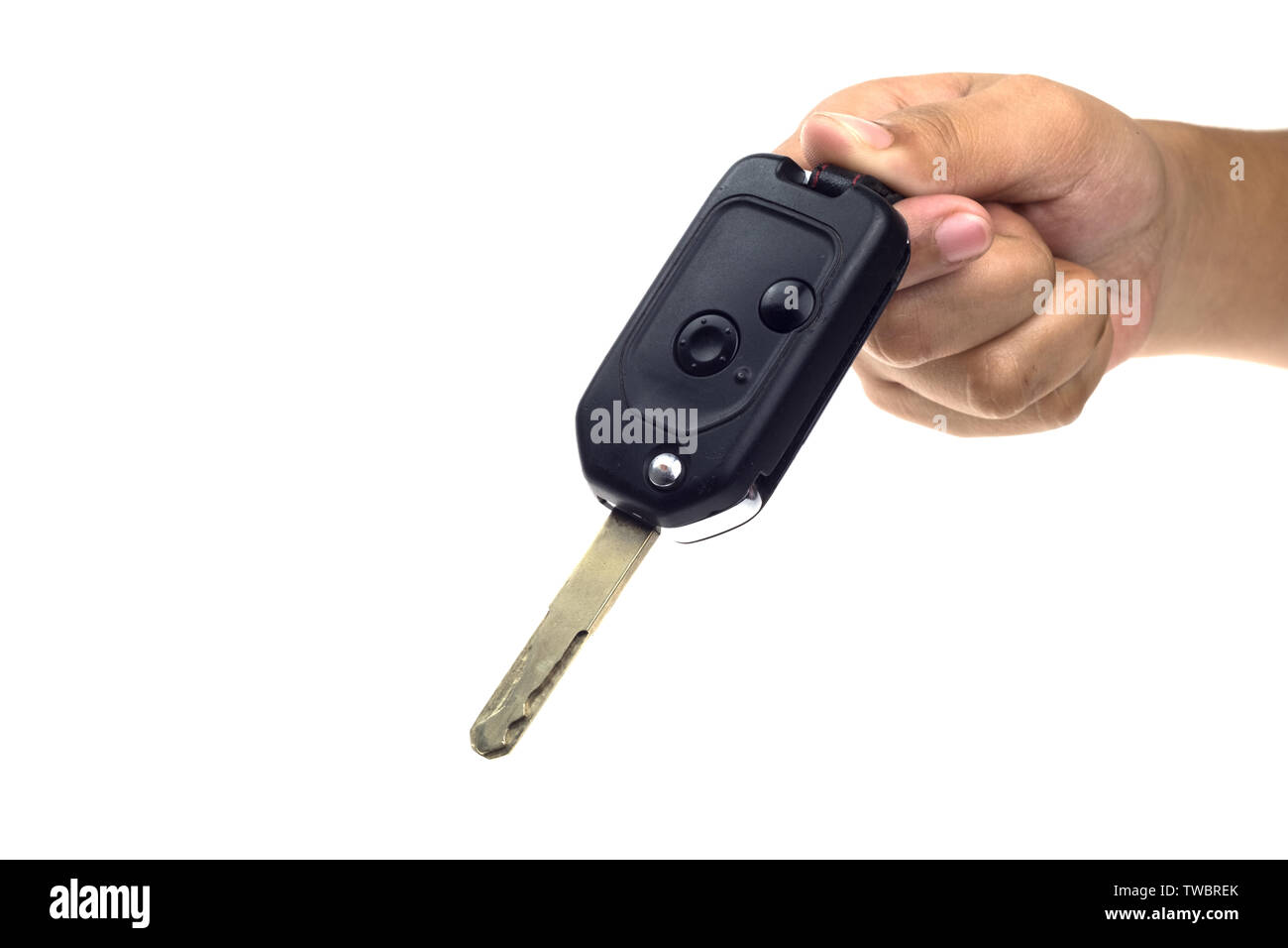 Driver hand with a car key isolated on white background Stock Photo - Alamy