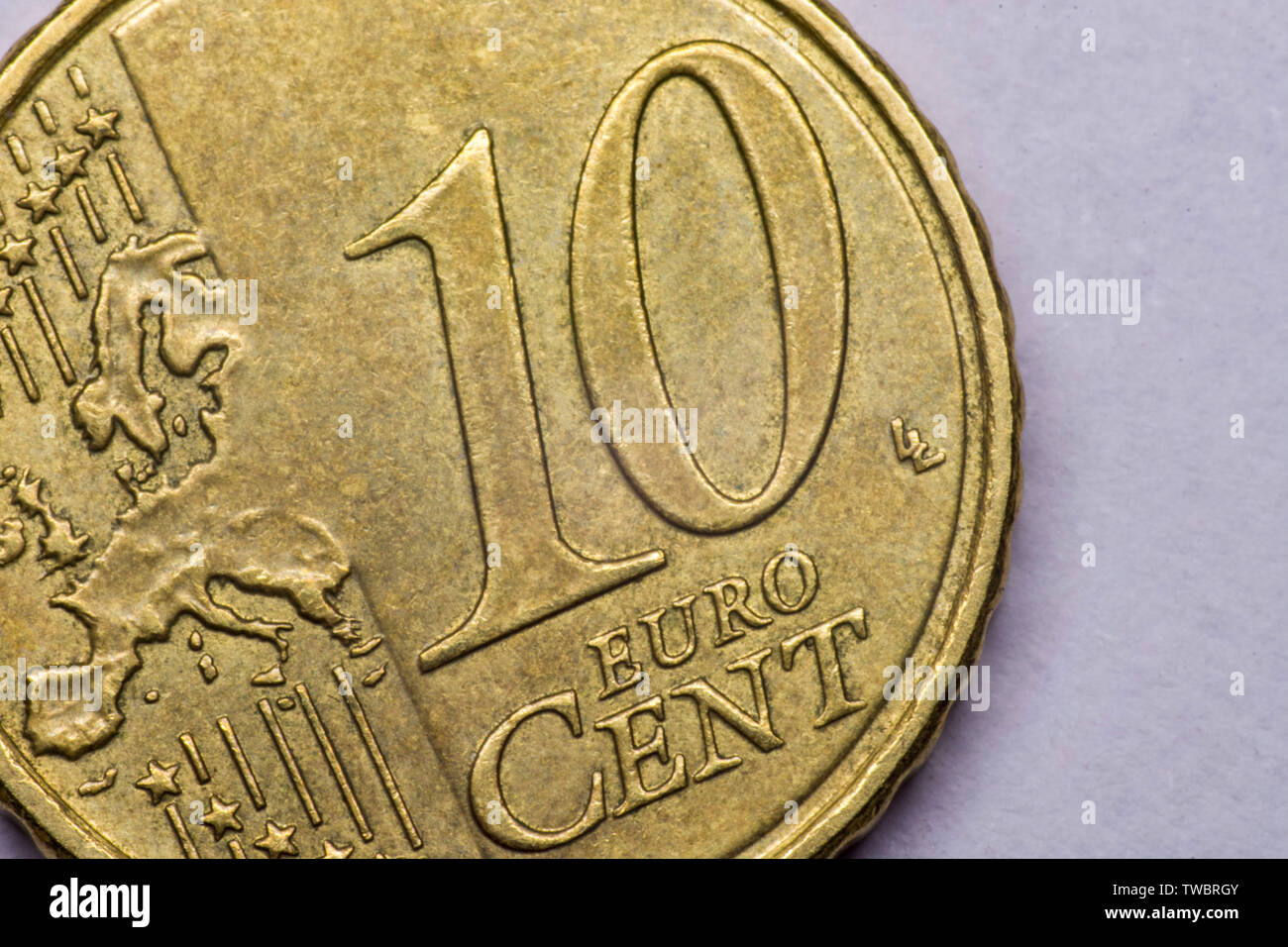 A closeup photo of ten euro cent coin Stock Photo - Alamy