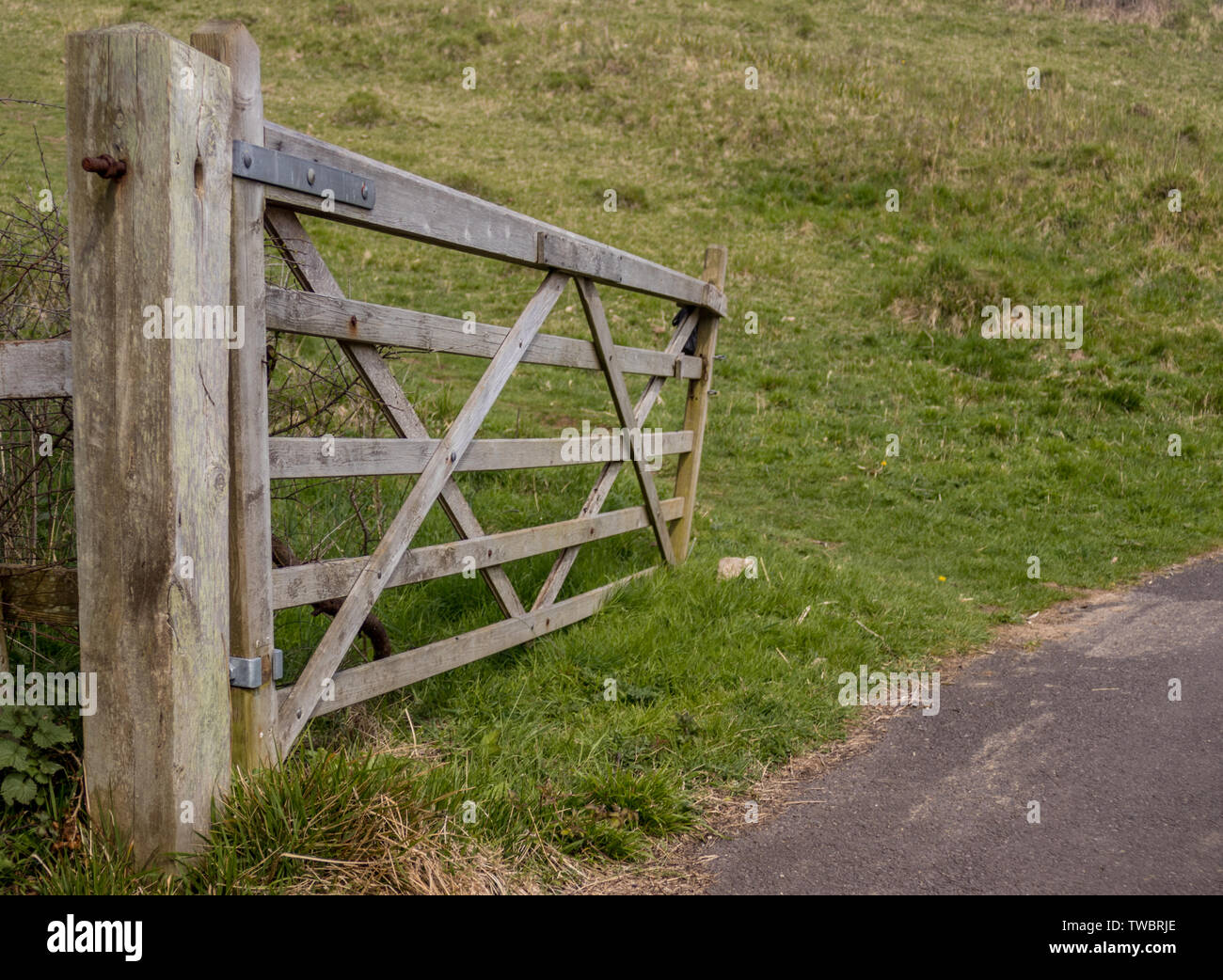 Wooden gate in Durlston Country Park, Swanage, Dorset, UK Stock Photo ...
