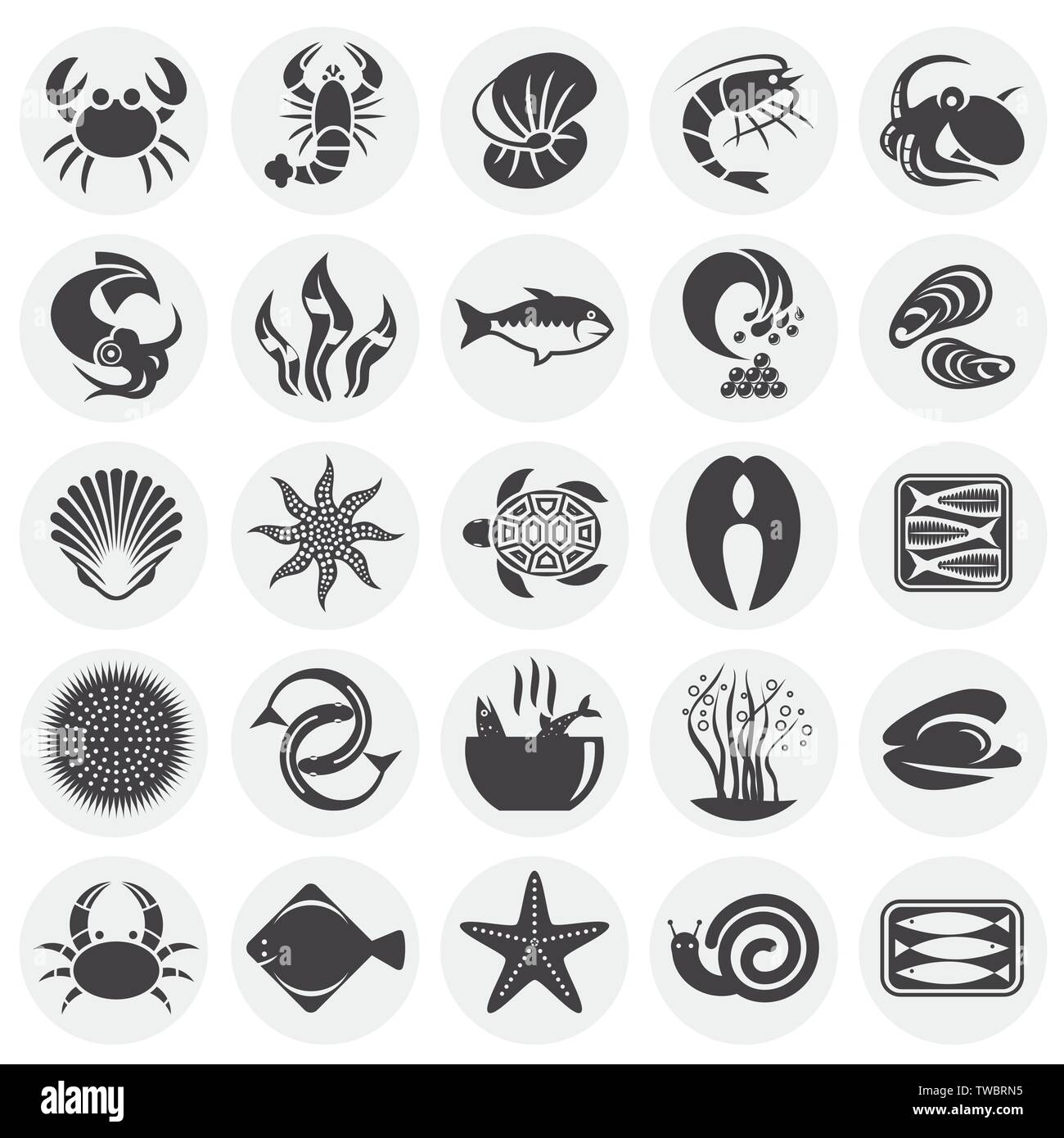Seafood related icon set on background for graphic and web design ...