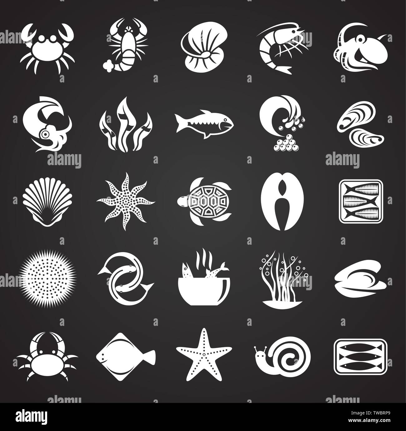 Seafood related icon set on background for graphic and web design ...