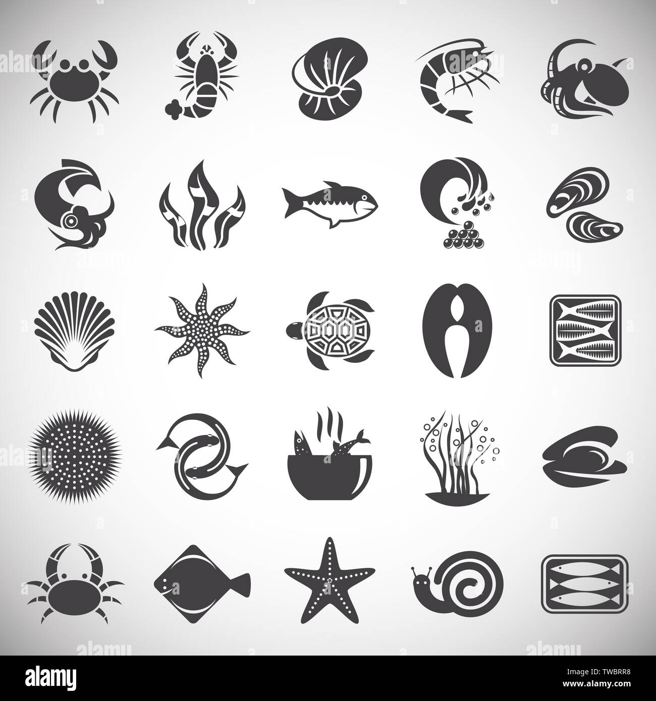 Seafood related icon set on background for graphic and web design ...