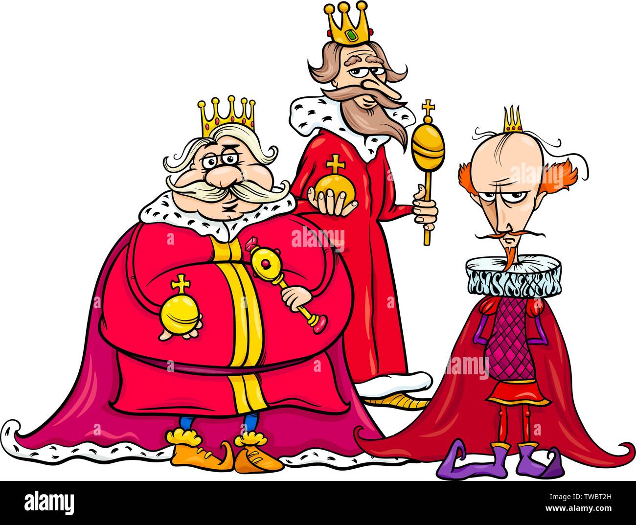 Cartoon Illustration of Funny Kings Fairy Tale Fantasy Characters Group ...