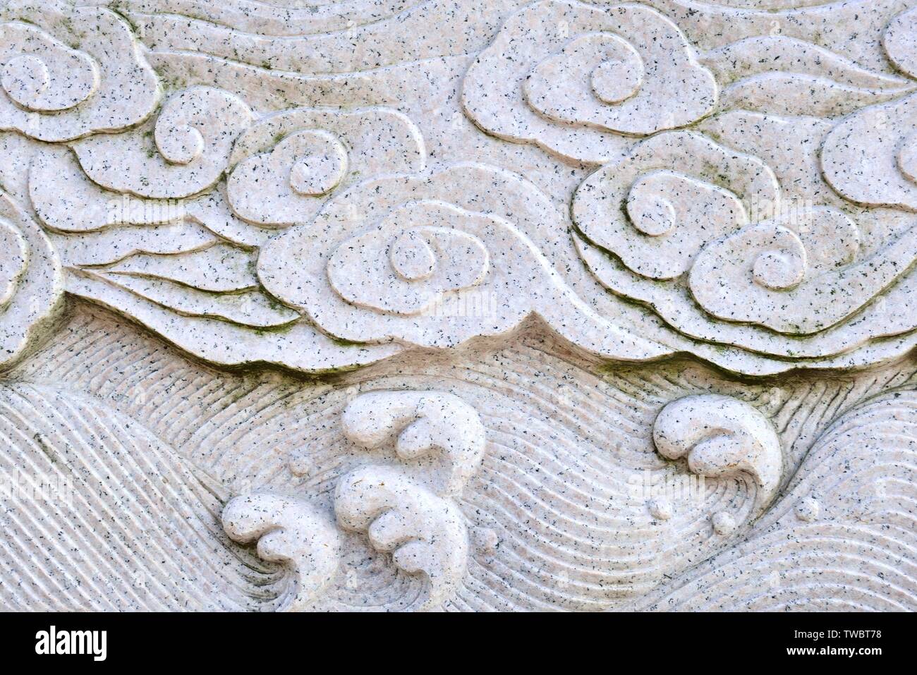 Ancient architectural stone carving Chinese traditional pattern close ...