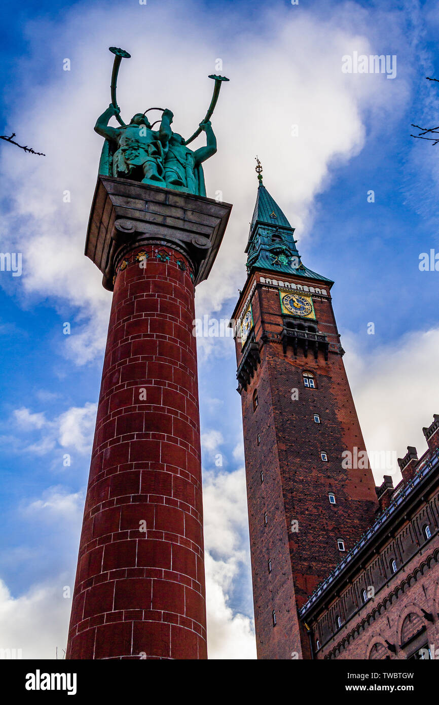The Lur Blowers statue beside the City Hall, Copenhagen, Denmark ...