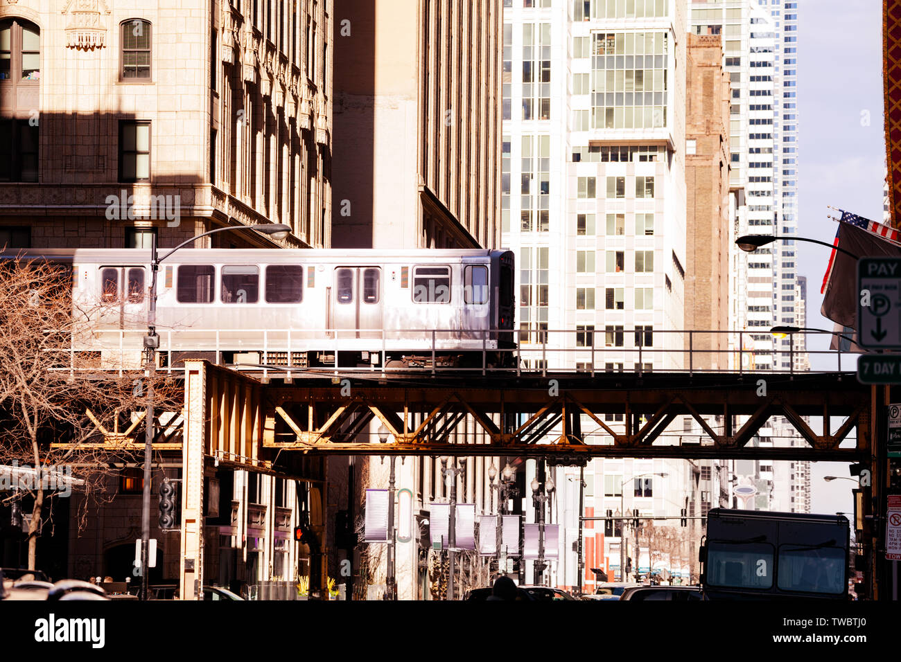 Chicago cta train passing in hi-res stock photography and images - Alamy
