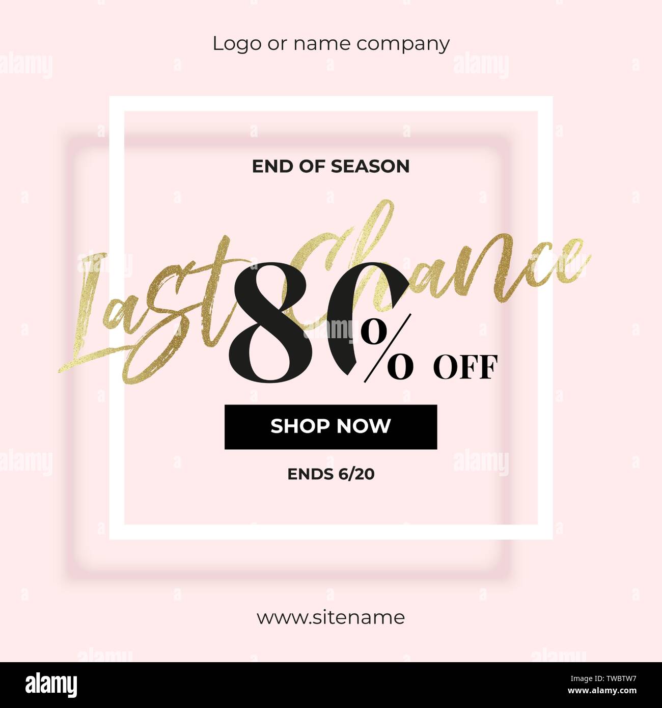 Design of square banner. Sale 80 percent discount Stock Vector Image ...