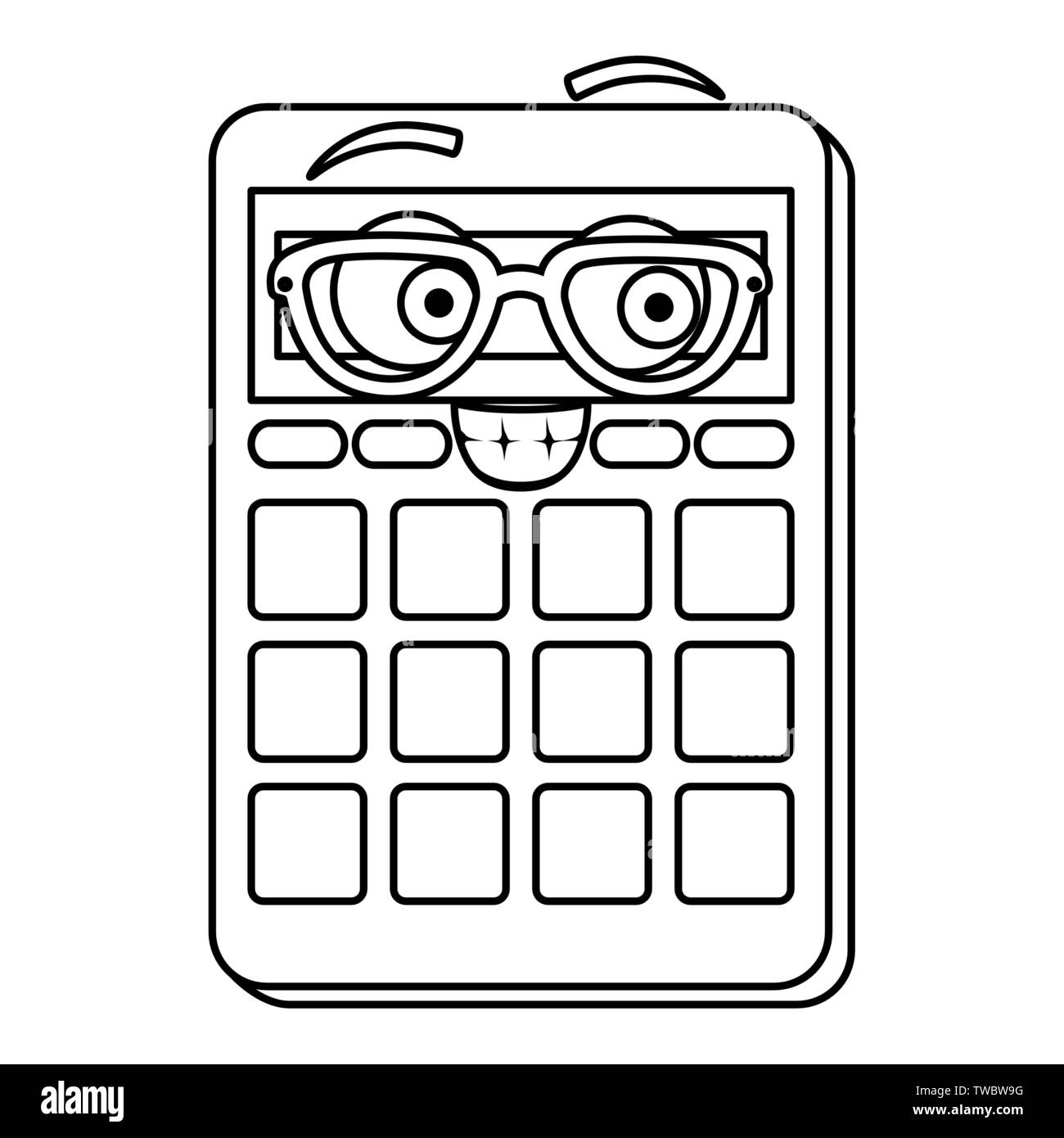 calculator math kawaii comic character Stock Vector Image & Art - Alamy