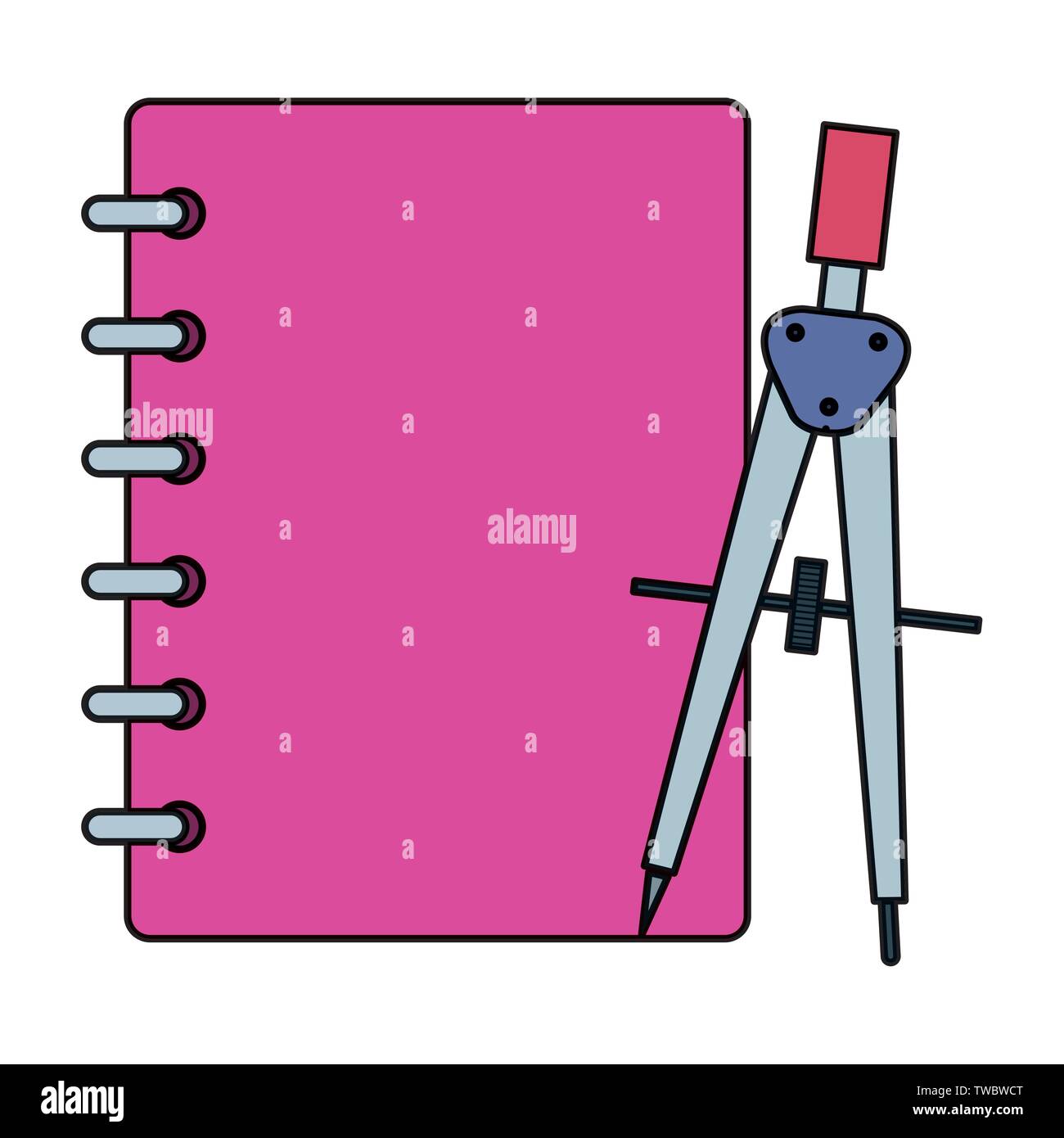 note book with compass supplies school Stock Vector Image & Art - Alamy