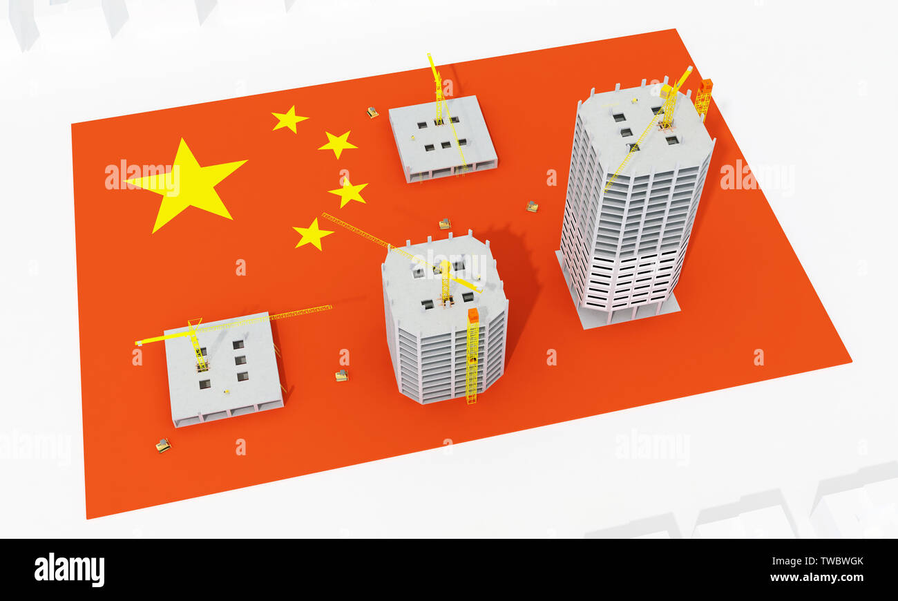 building construction concept in China. 3d rendering Stock Photo - Alamy