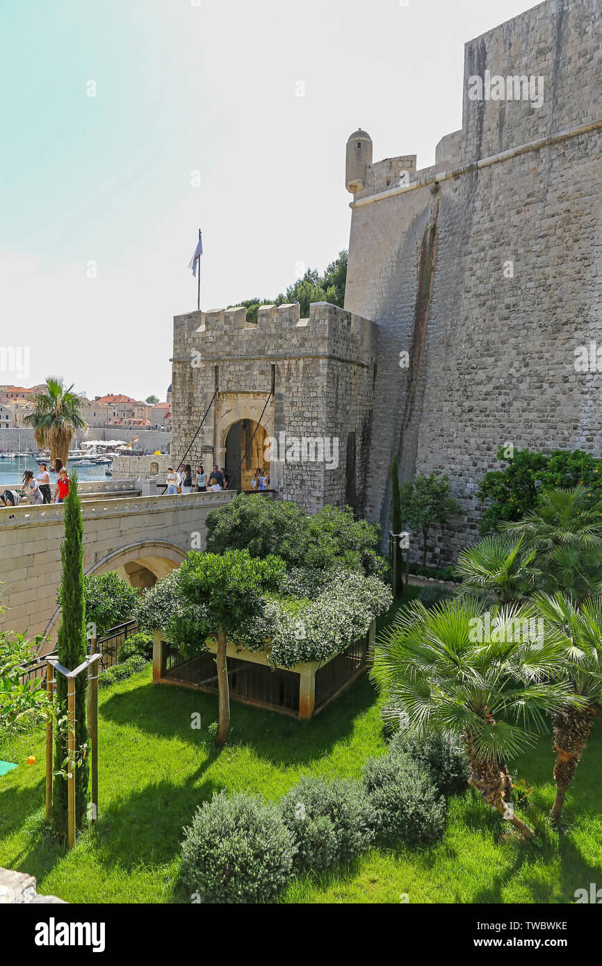 Ploce gate and Revelin Fortress on the old city walls, Dubrovnik ...