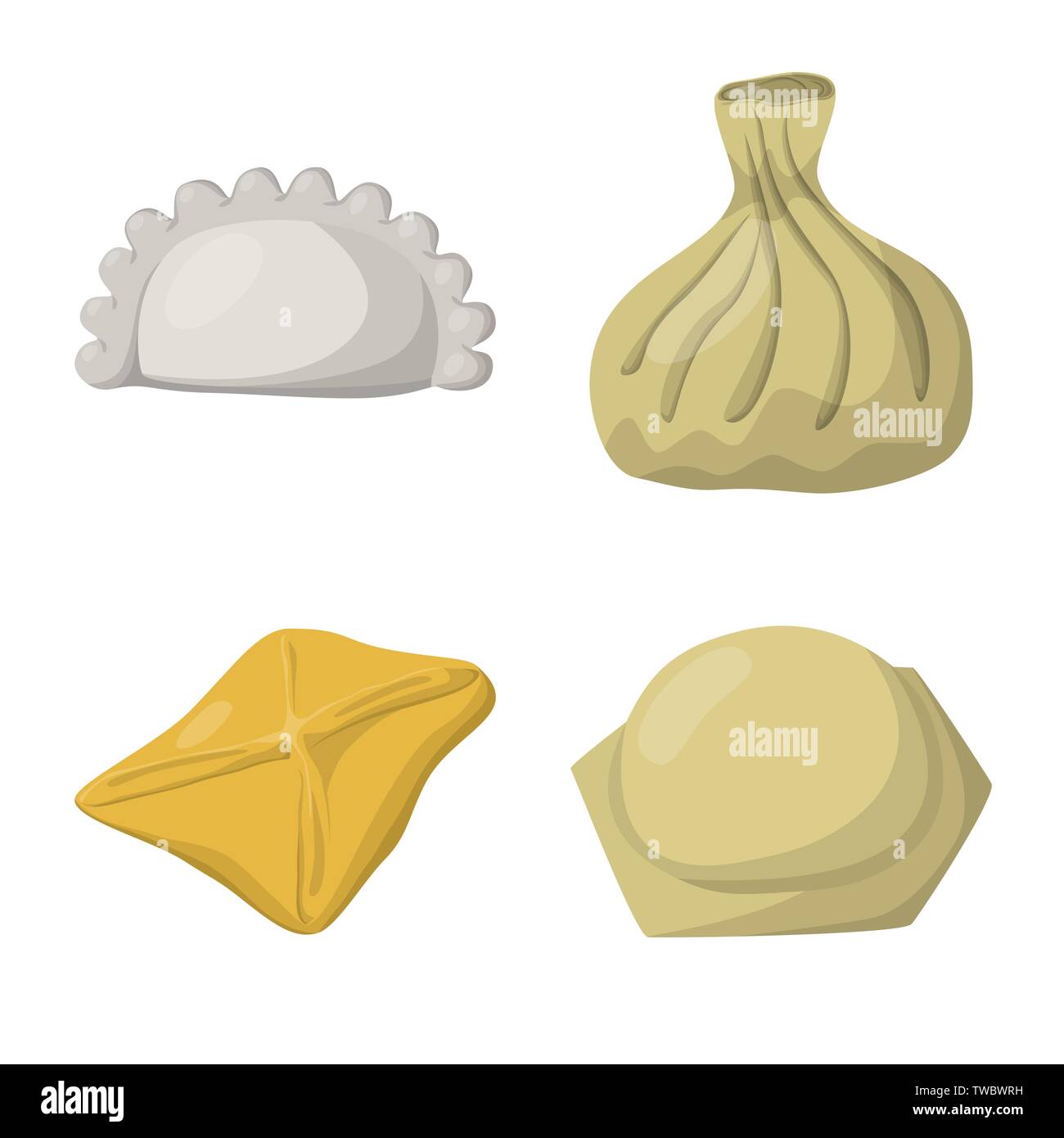 Vector illustration of dumplings and food symbol. Set of dumplings and ...