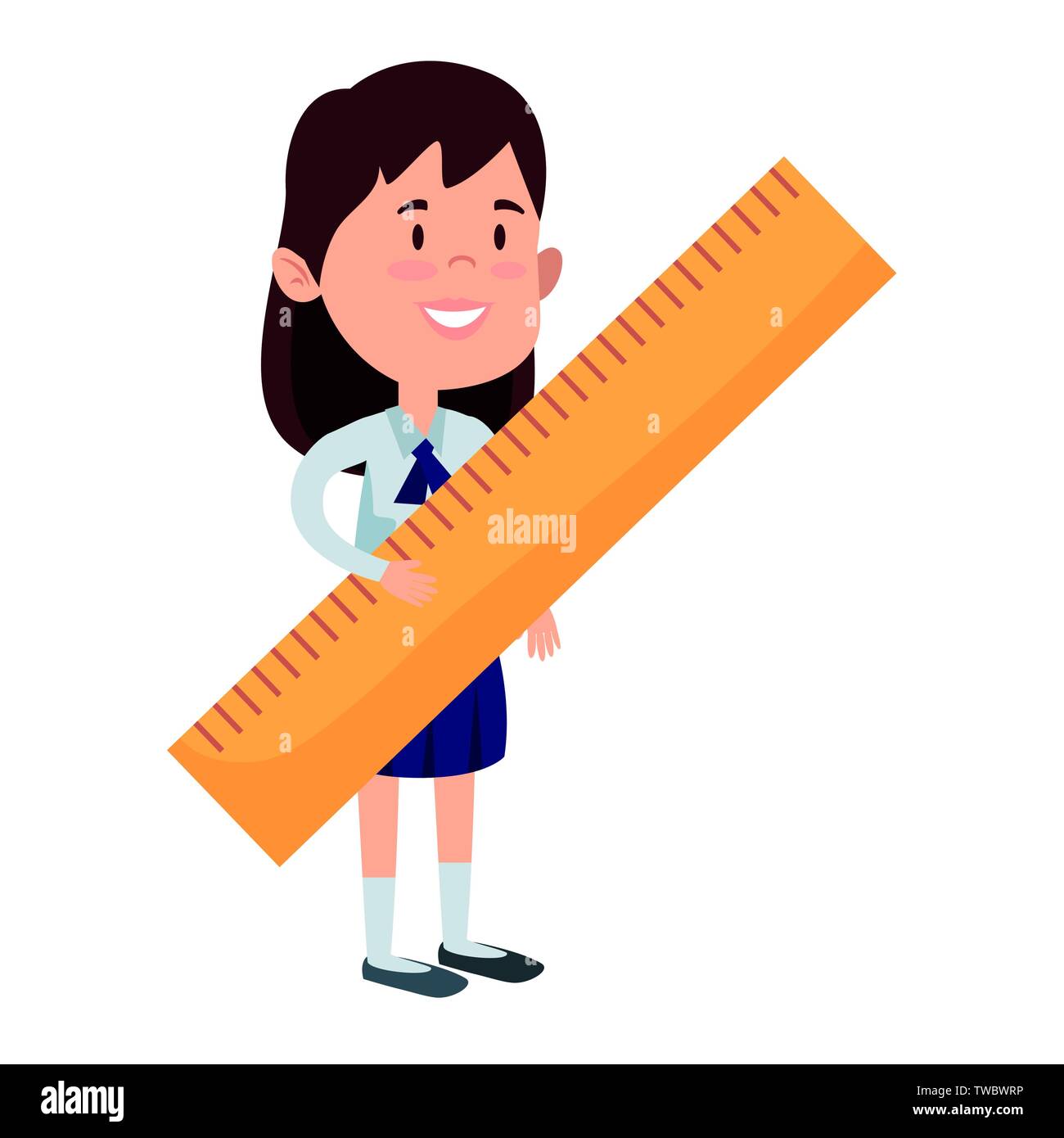 happy student girl with rule supply Stock Vector Image & Art - Alamy