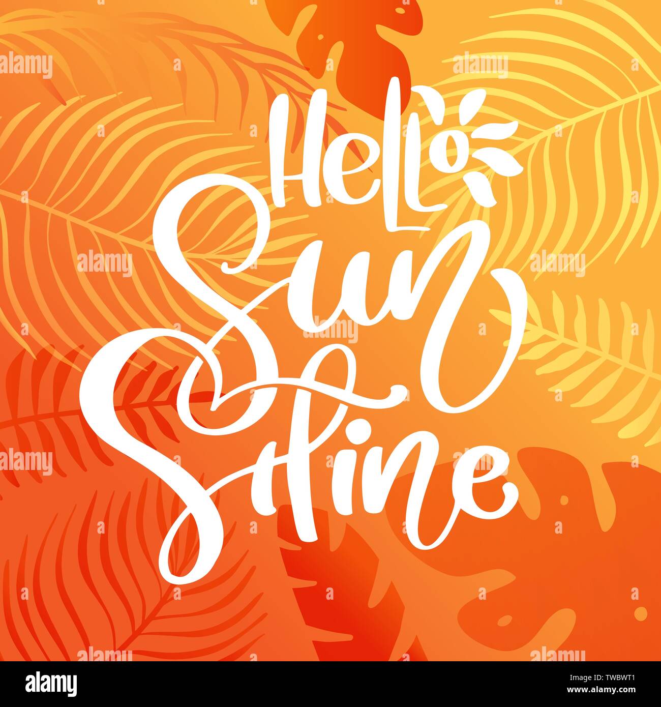 Hello Sunshine calligraphy lettering text for greeting card. Creative ...