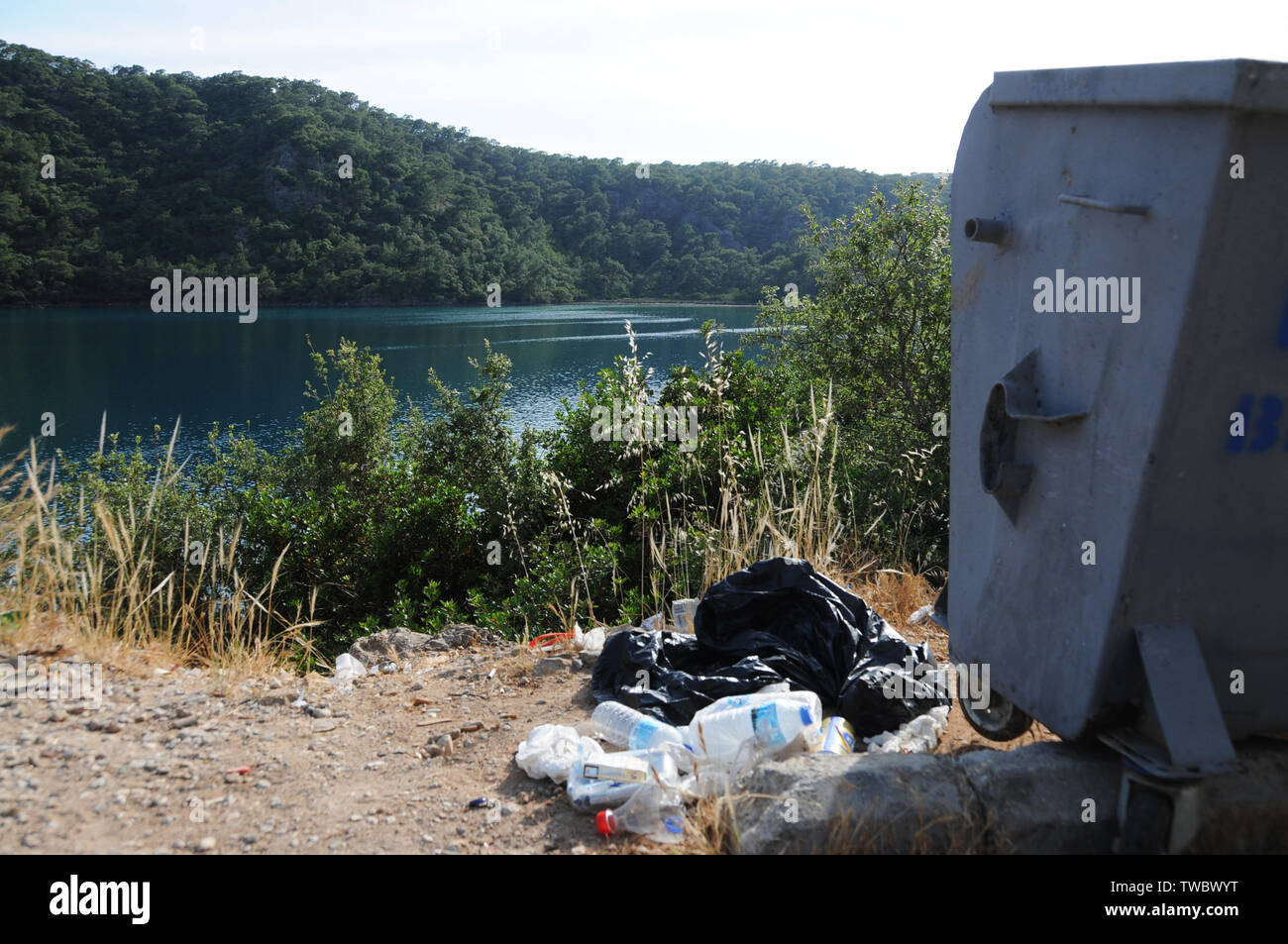 Man-made Waste Littering the Turkish Mediterranean Coastline Stock ...