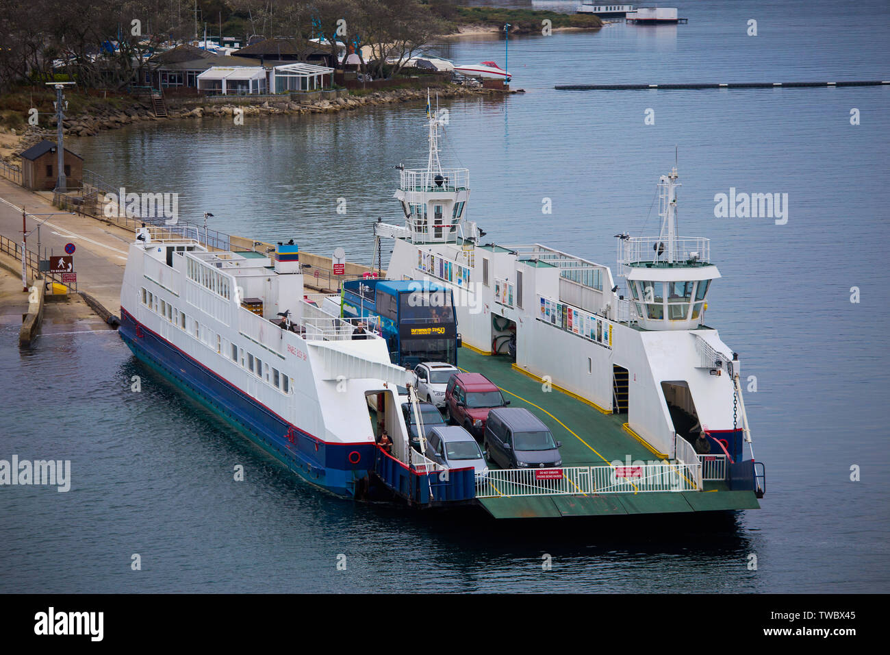 The Sandbanks Chain Ferry which runs from Studland to Sandbanks across ...