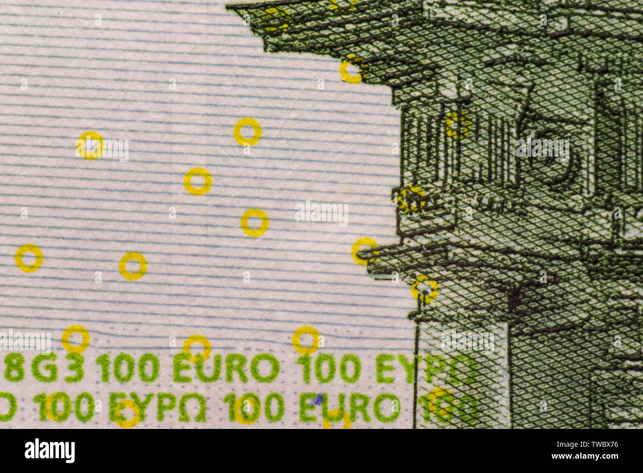 A closeup photo of a part of hundred euro bill Stock Photo - Alamy