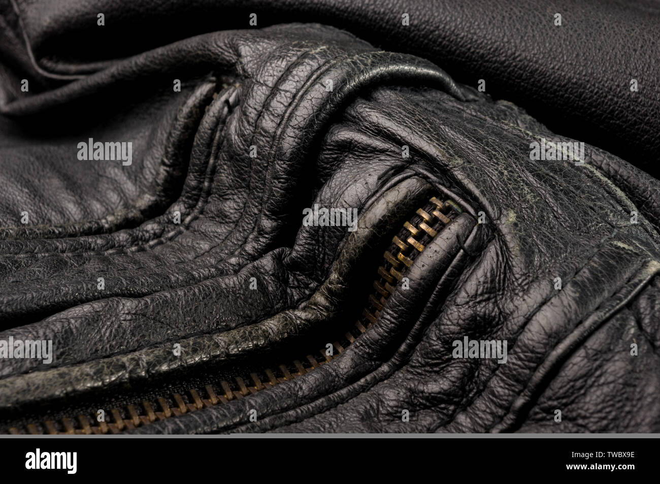 Old vintage genuine soft black leather texture background, top layer ...