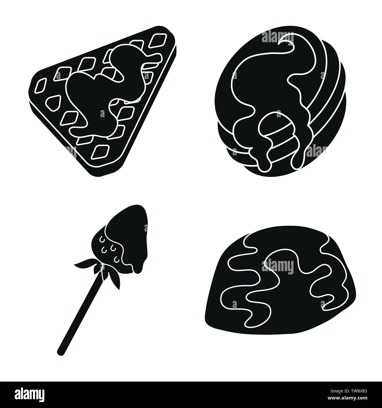 Isolated object of sweetness and product icon. Set of sweetness and ...