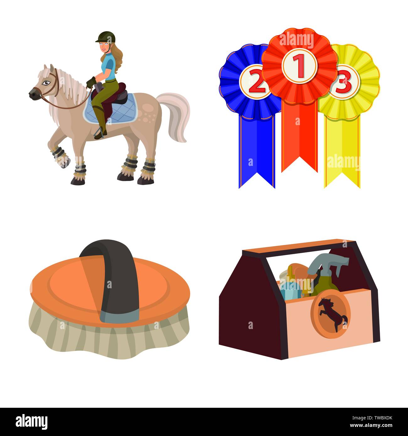 Vector illustration of horseback and equestrian symbol. Collection of ...