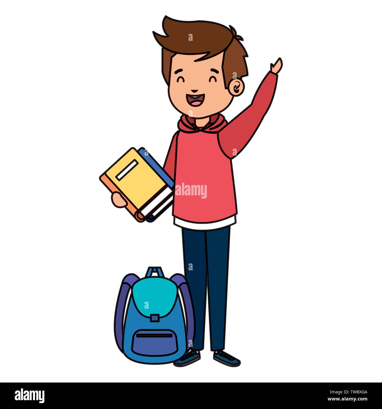 happy student boy with schoolbag and books Stock Vector Image & Art - Alamy