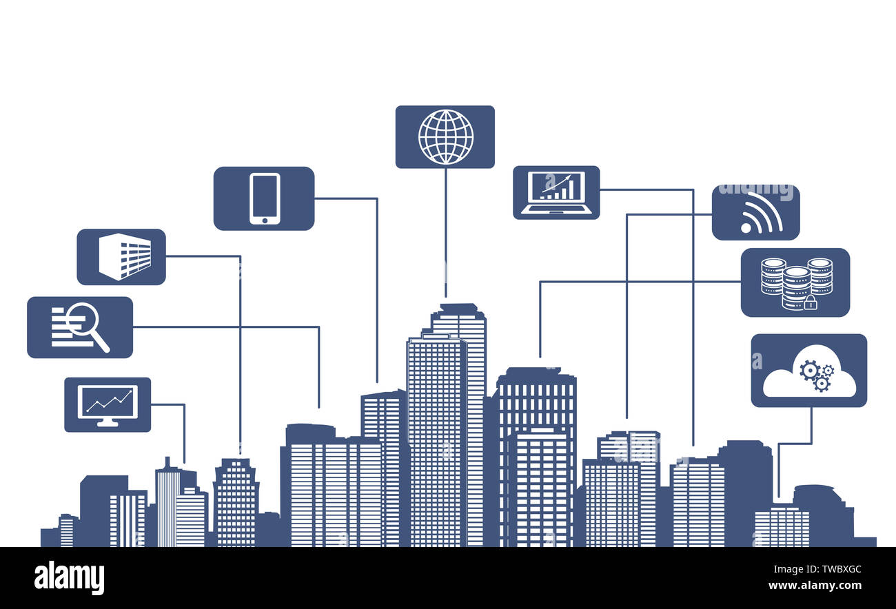 Big data concept icon with city building illustration Stock Photo - Alamy Big data concept icon with city building illustration Stock Photo - Alamy