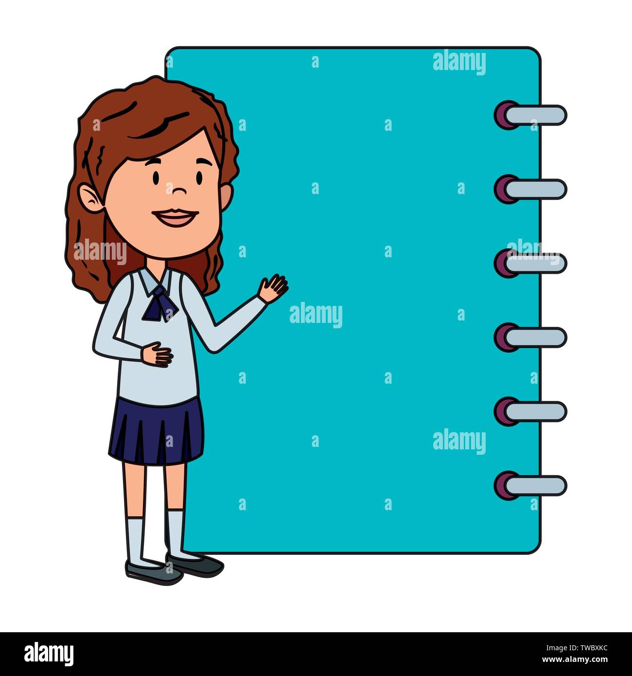 happy student girl with notebook Stock Vector Image & Art - Alamy