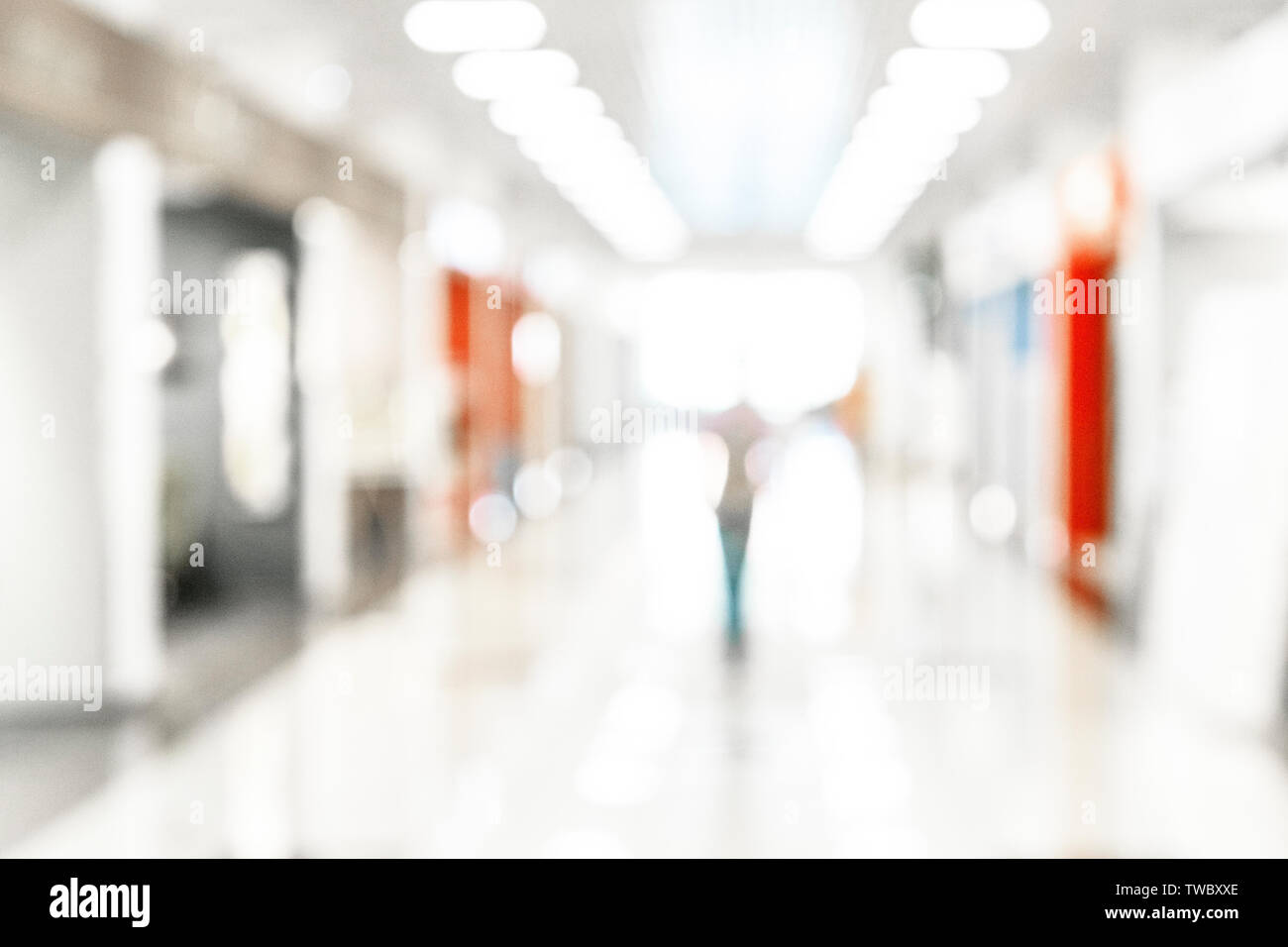 Abstract blur shopping mall corridor. Blurred retail and hall interior ...