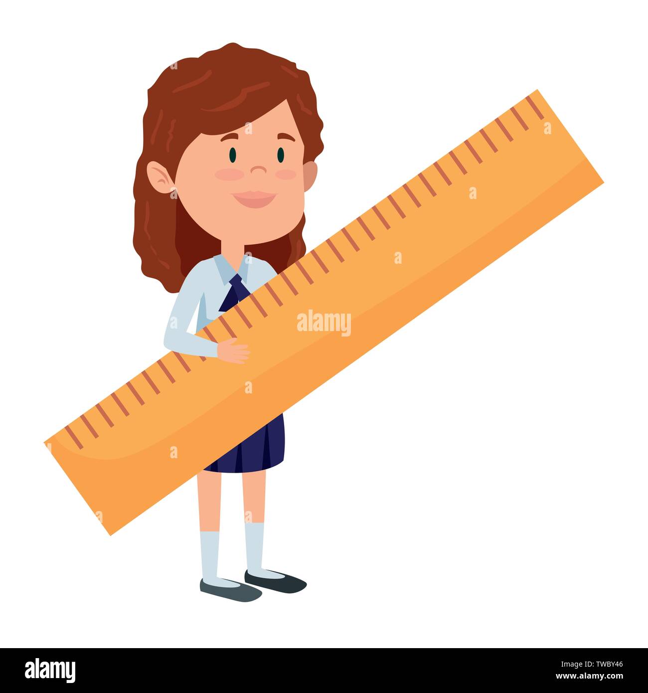happy student girl with rule supply Stock Vector Image & Art - Alamy