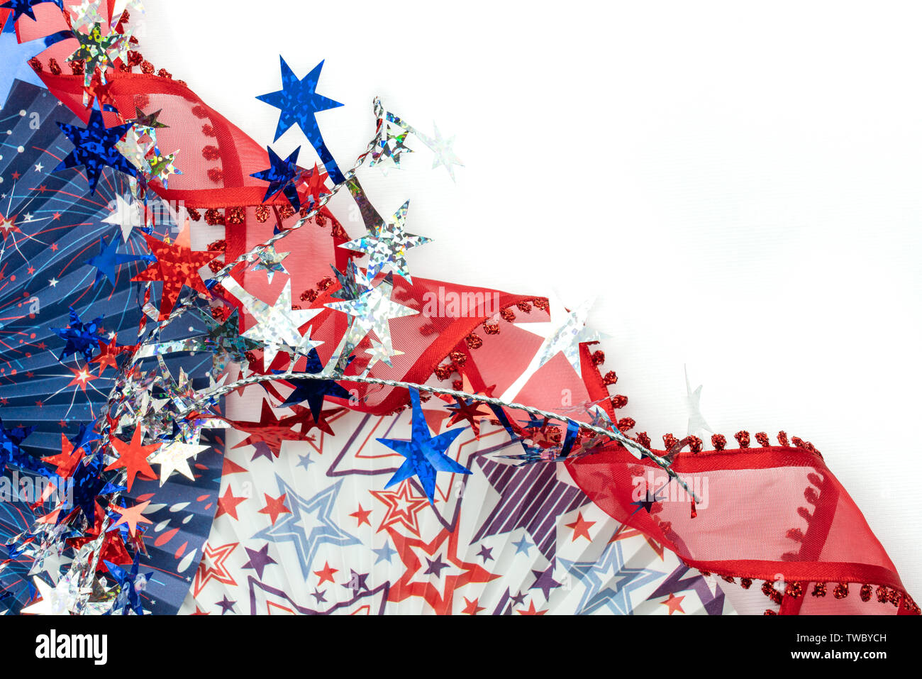 patriotic red white and blue corner border of pleated fans and red ...