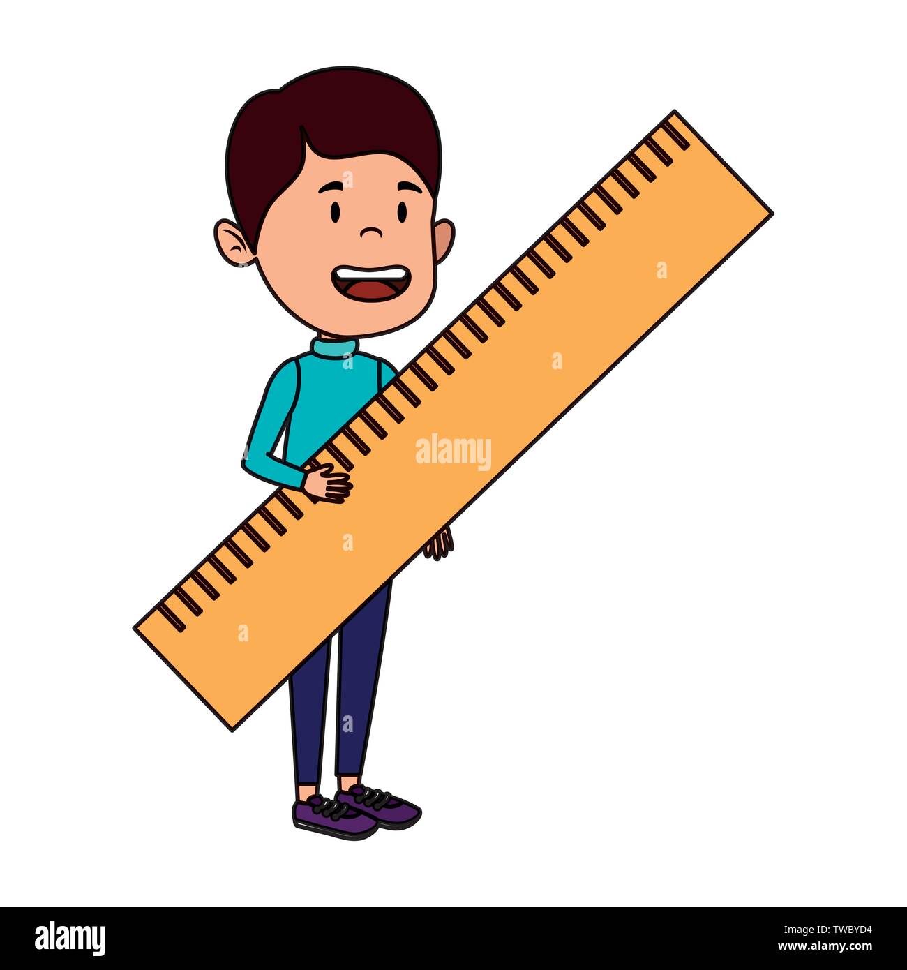 happy student boy with rule supply Stock Vector Image & Art - Alamy