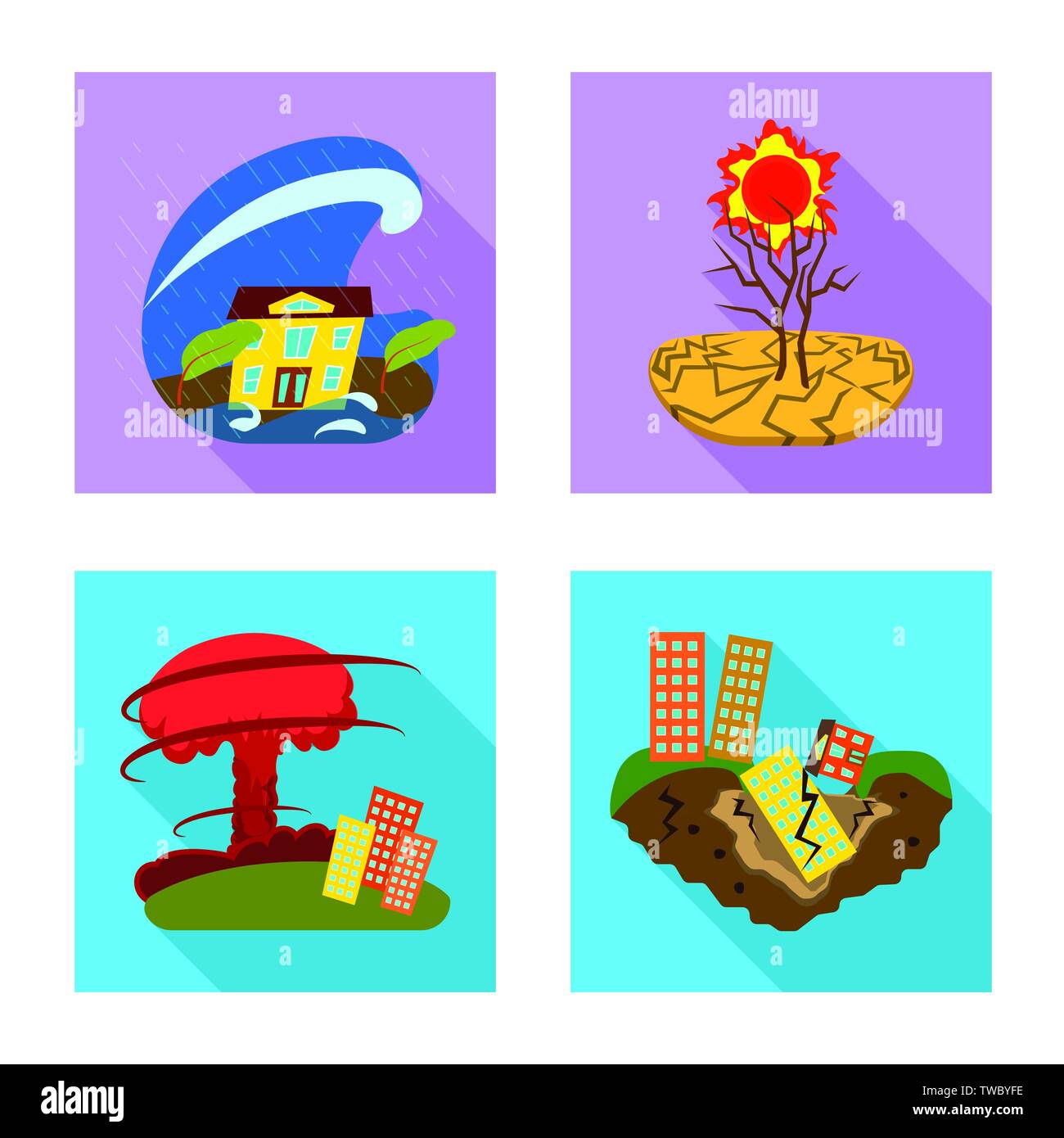 Vector illustration of collapse and environment sign. Collection of ...