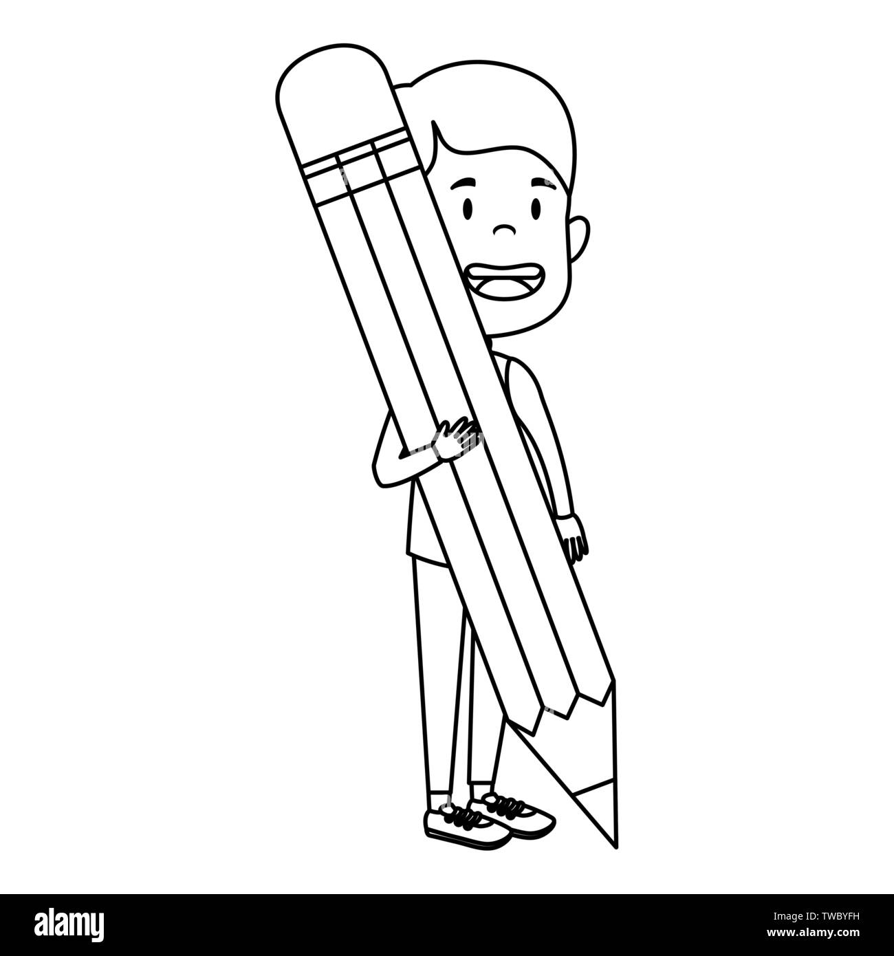 Boy Writing Clipart Black And White