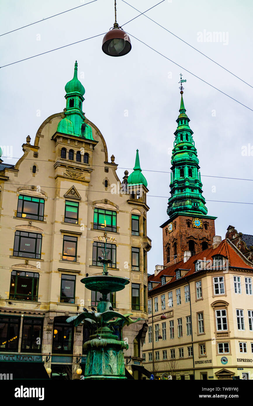 Decorative architecture on the Stroget, Copenhagen. 1920s Cafe Norden ...
