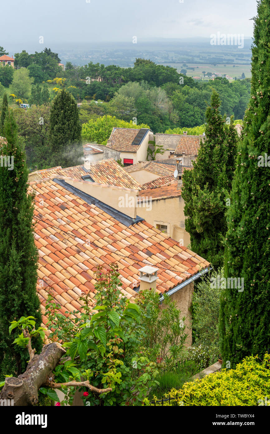 Across the rooftops on a wet and overcast day. Typical southern French ...