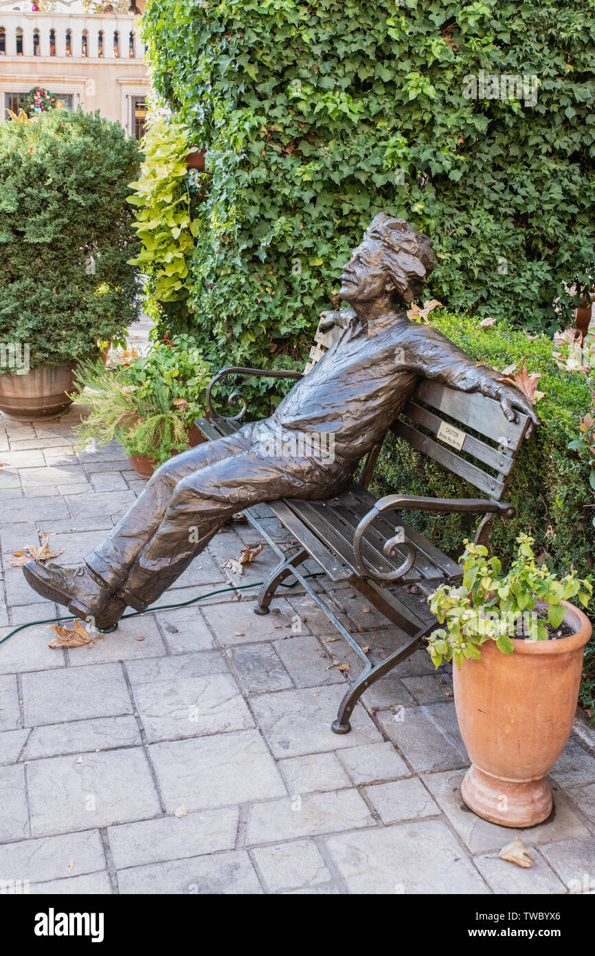 Sedona, AZ - November 22, 2017: Side view of a bronze statue of Albert ...