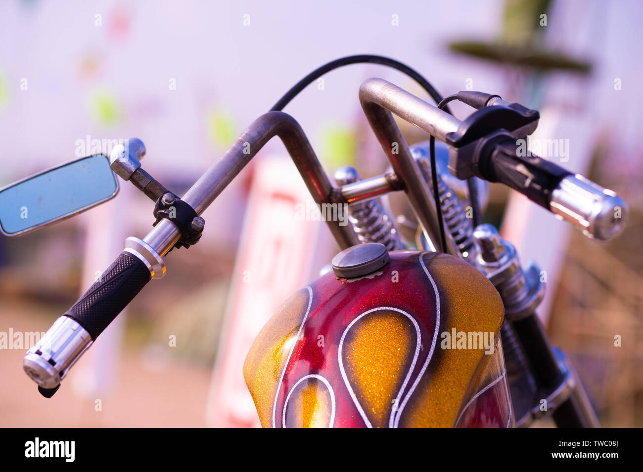 The view over the handlebars of motorcycle Stock Photo - Alamy