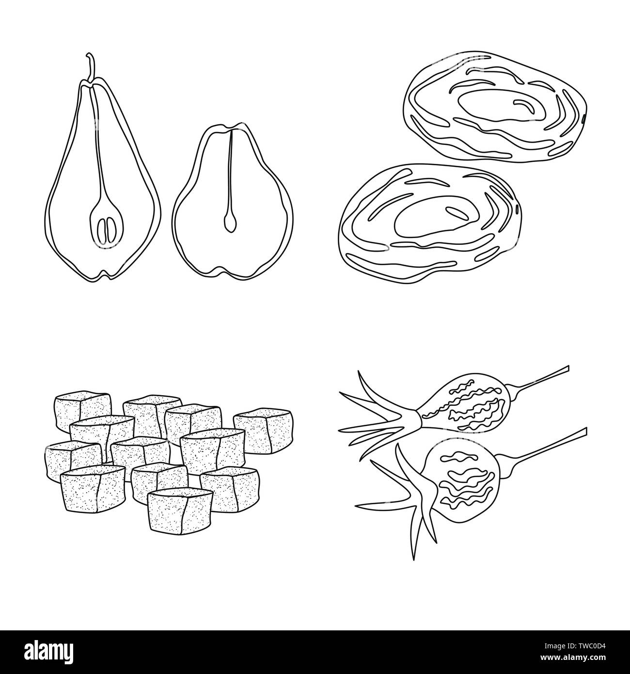 Vector design of food and raw logo. Collection of food and nature stock ...